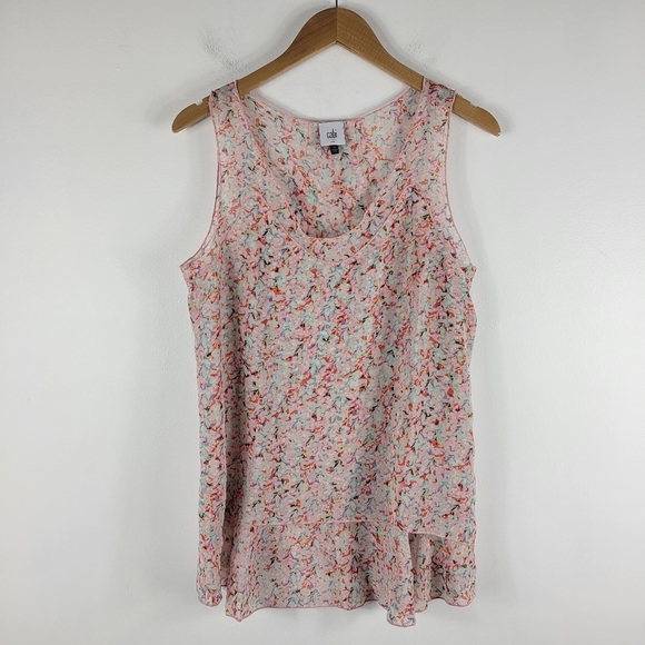CAbi | Tops | Cabi Bella Floral Tulip Hem Sleeveless Scoop Neck Flowy ...